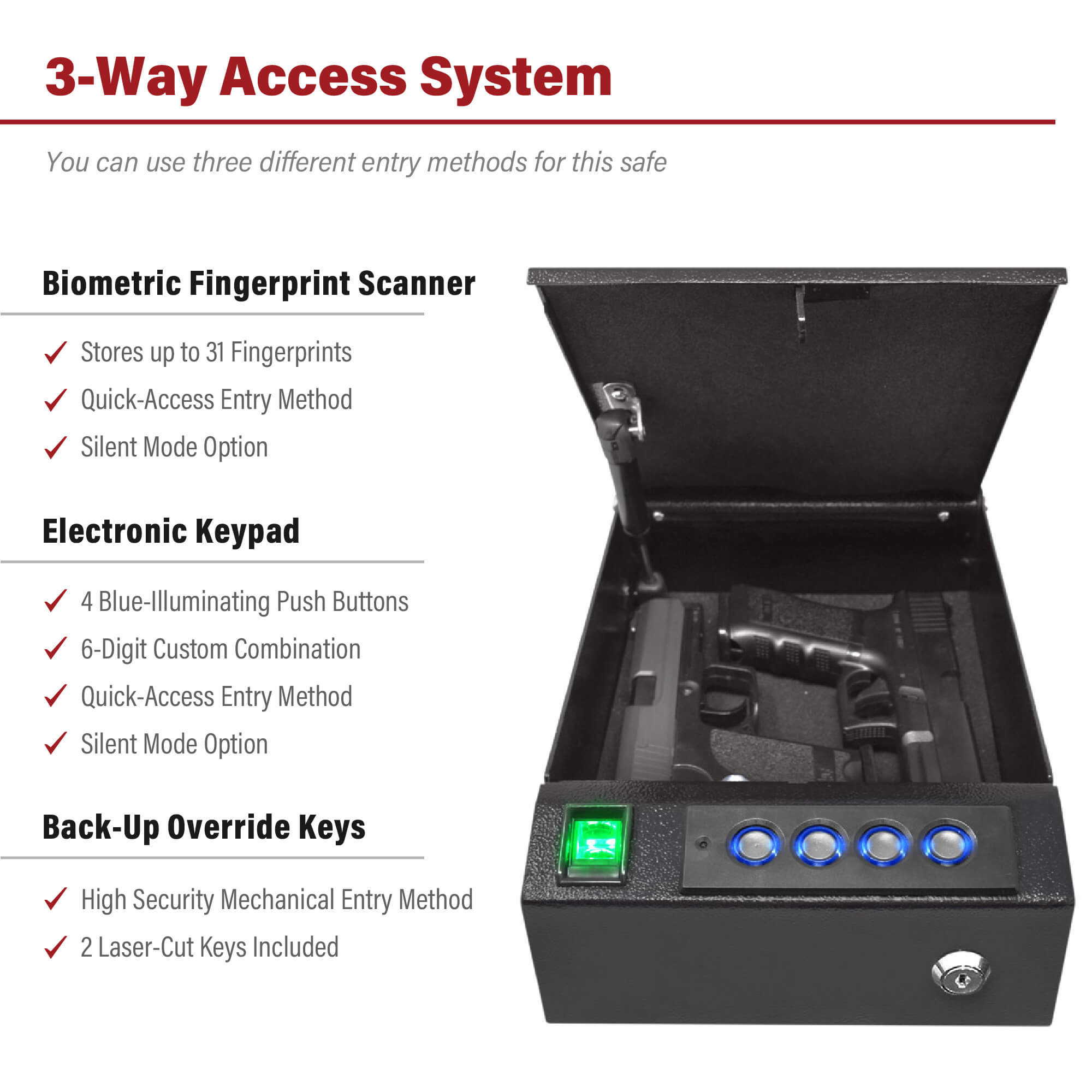 Stealth Top Vault Quick-Access Biometric Pistol Safe TV1 | Dean Safe